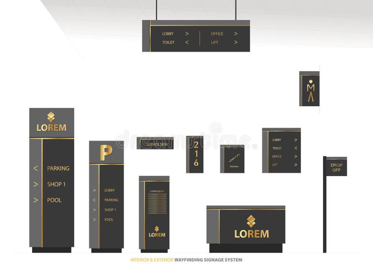 Wayfinding System Signage Mockup Set Direction Signs Exterior and ...
