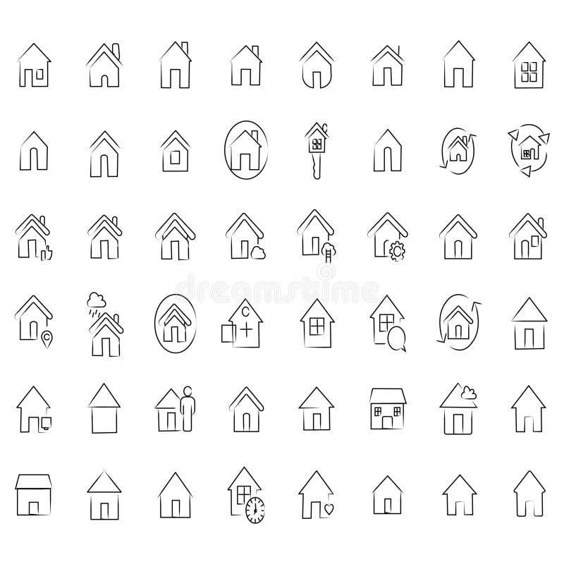 Home Icons Vector Set Style Stock Vector Stock Vector - Illustration of diagram, calligraphy ...