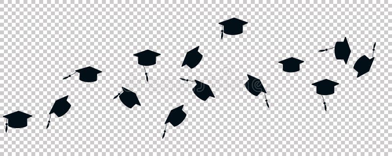 Set of Flying Graduation Caps Stock Illustration - Illustration of ...