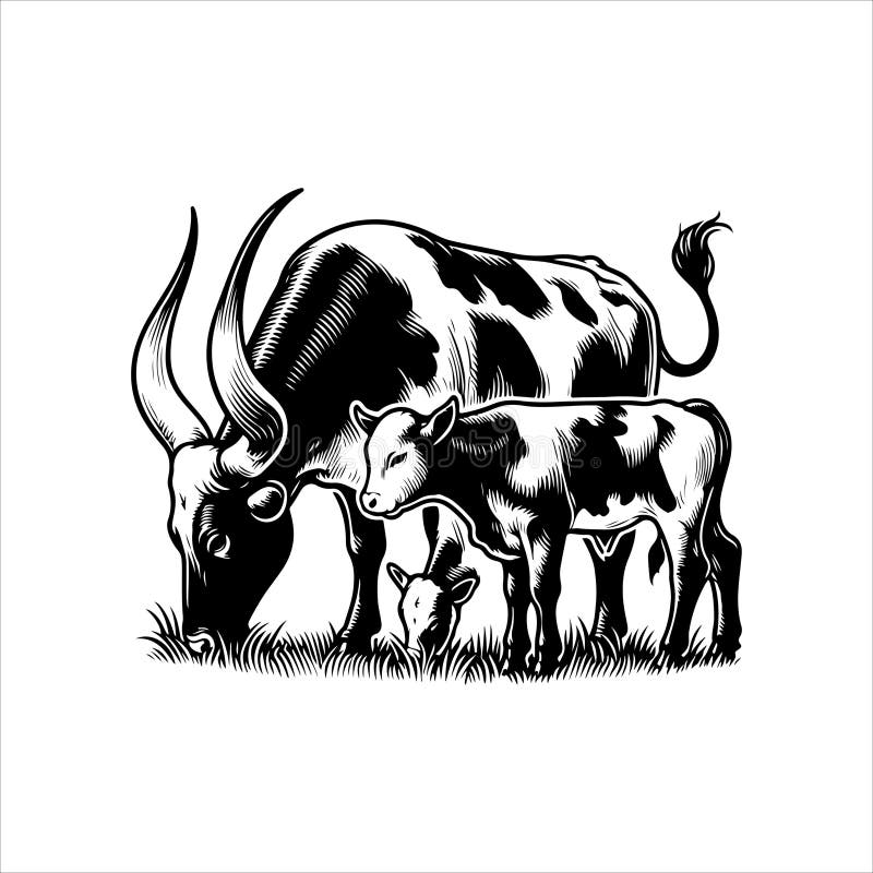 Black and White Vector of Texas Longhorn Cow – Easy Tracing ...