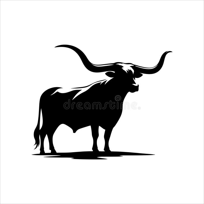 Black and White Vector of Texas Longhorn Cow – Easy Tracing ...