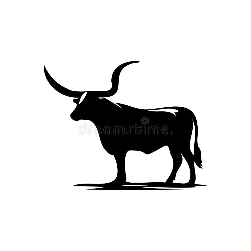 Black and White Vector of Texas Longhorn Cow – Easy Tracing ...
