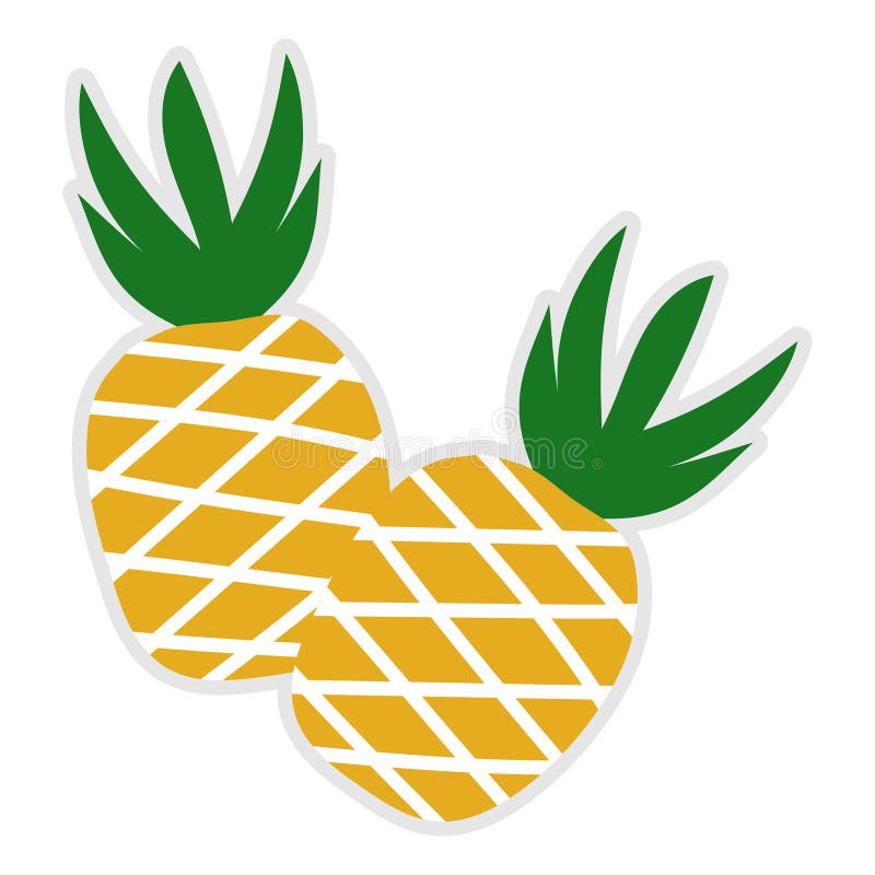 Pineapple Abstract Hand Draw Style Natural Tropical Fruits. Stock Image ...