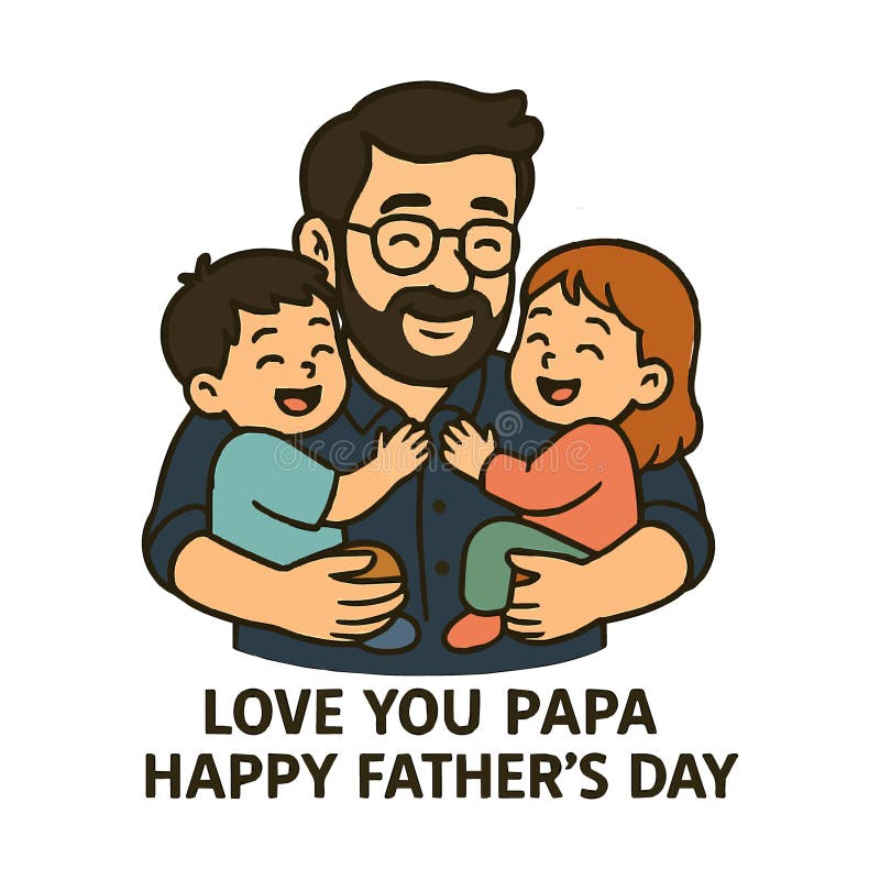 Love You Papa Father S Day Celebration with Son and Daughter Art ...