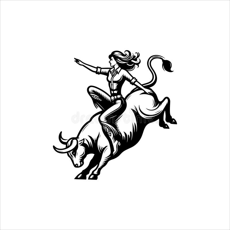 Bull Rodeo Showdown – Cowboy Riding a Bucking Bull in Action Stock ...