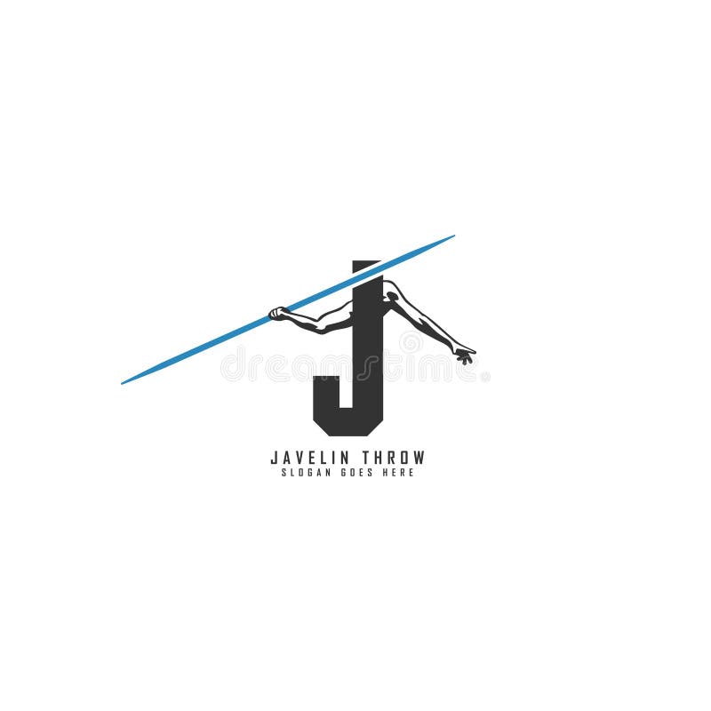 Letter J Athlete Logo. Alphabet J Javelin Thrower Design Icon Stock ...