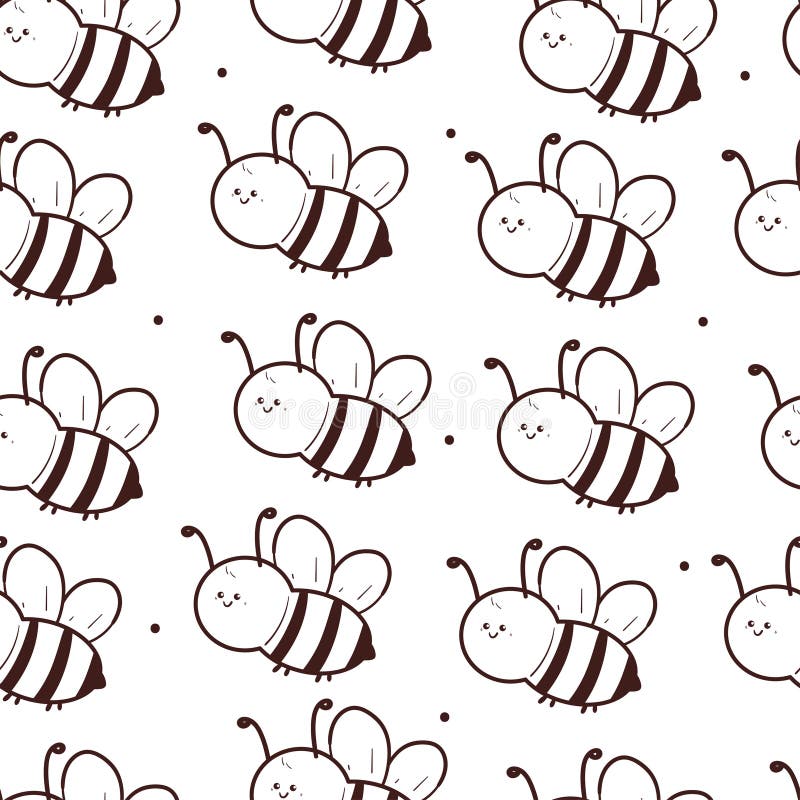 Seamless Pattern Cute Cartoon Bees. Animal Cartoon for Wallpaper and ...