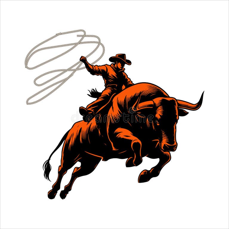 Bull Rodeo Showdown – Cowboy Riding a Bucking Bull in Action Stock ...