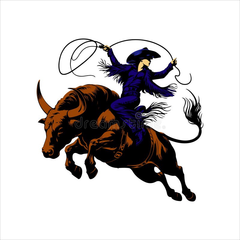 Bull Rodeo Showdown – Cowboy Riding a Bucking Bull in Action Stock ...