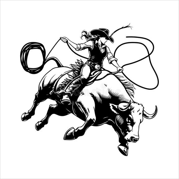Bull Rodeo Showdown – Cowboy Riding a Bucking Bull in Action Stock ...
