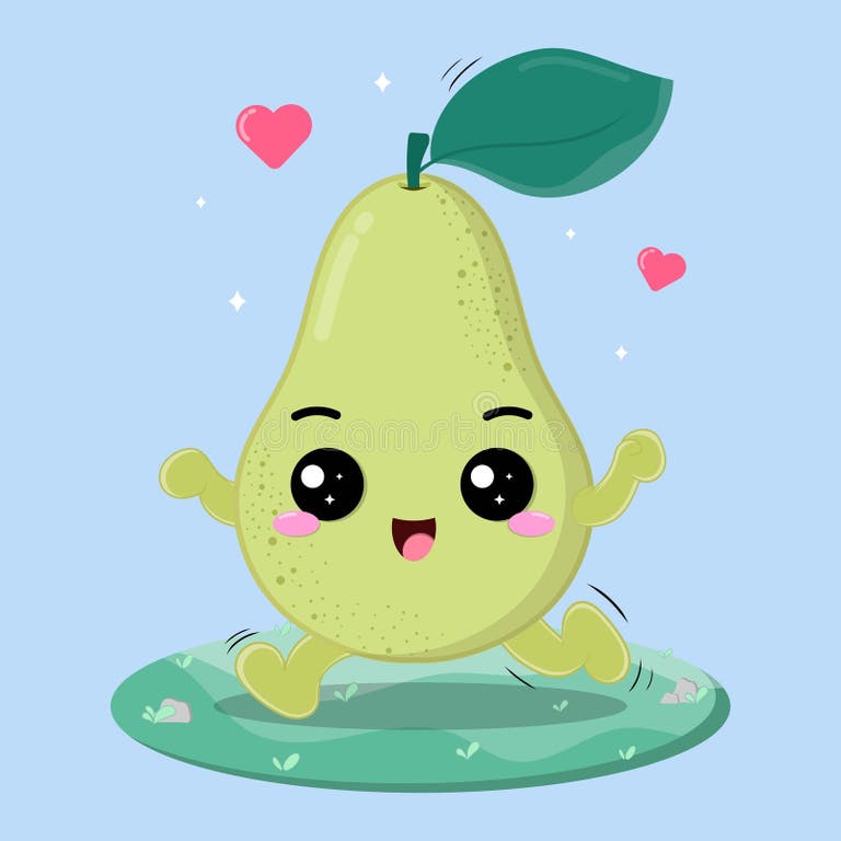 Happy and Cheerful Pear Fruit Cartoon Character Running in the ...