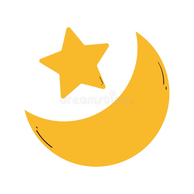 Cute Hand Drawing Cartoon Moon and Star for Icon and Sticker Stock ...