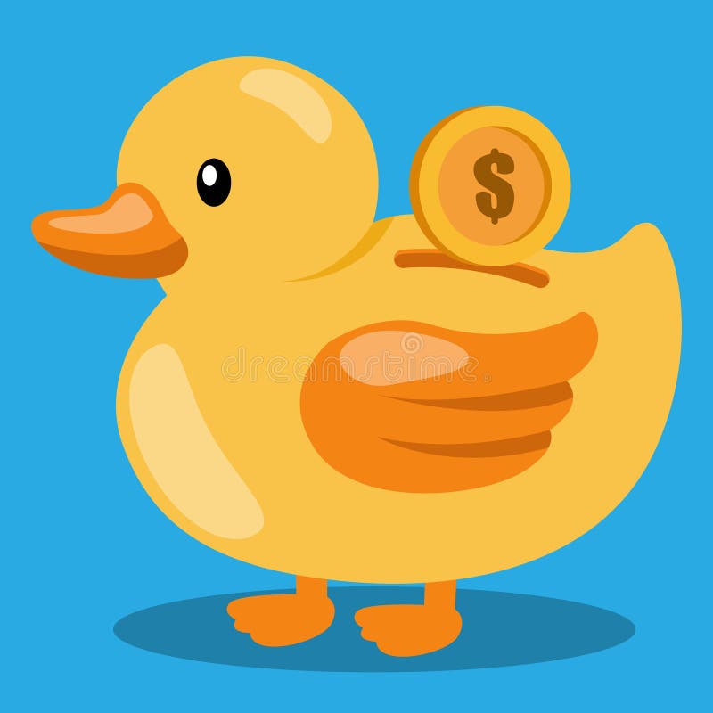 Duck Piggy Bank with Dollar Coin Stock Vector - Illustration of bird ...