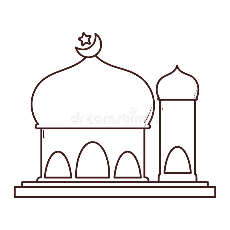 Coloring Page of Moslem Mosque with Brown Color. Building for Moslem To ...