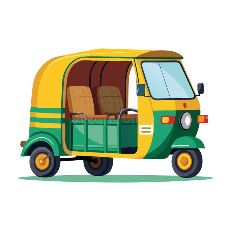 Cartoon Illustration of a Yellow Auto Rickshaw Stock Vector ...