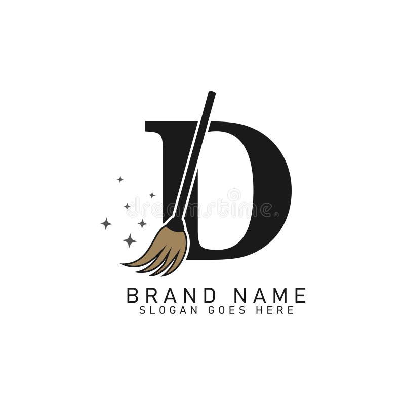 Letter D House Cleaning Broom Logo. Alphabet D Cleaning Brush Icon ...
