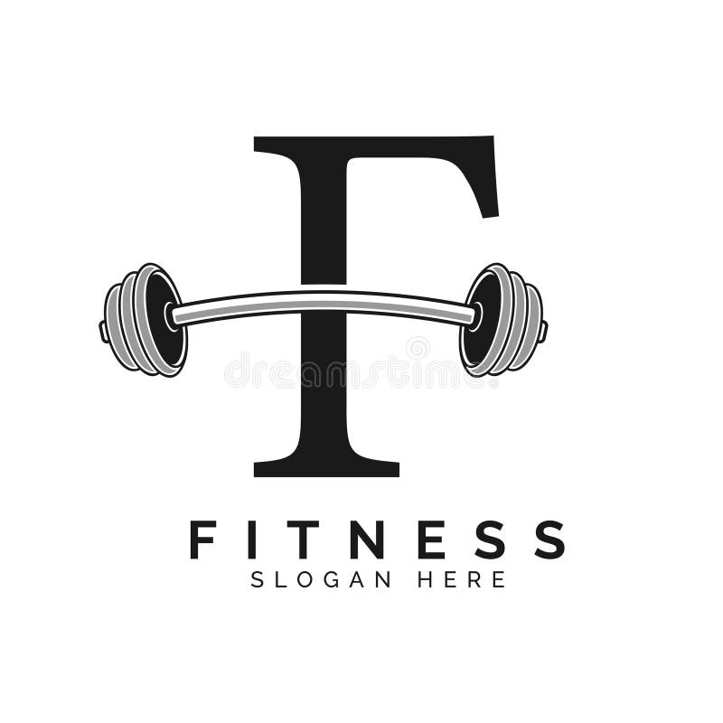 Letter F Gym Logo Design. Alphabet F Barbell Symbol Icon Stock ...