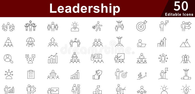 Leadership Management Icon Set - 50 Editable Executive Business Icons ...