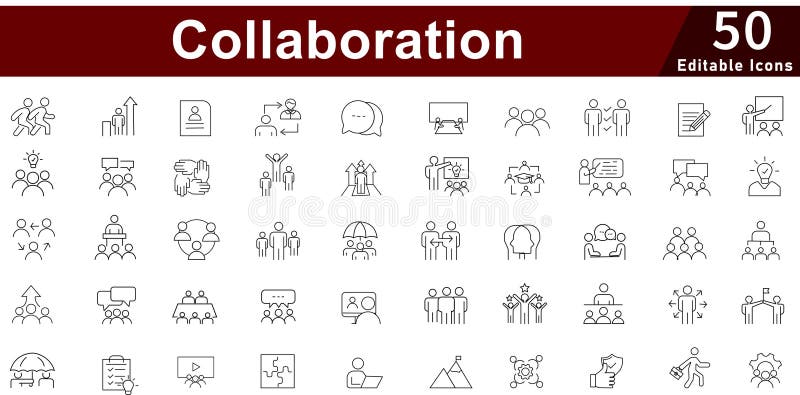 Collaboration Teamwork Icon Set - 50 Editable Team Communication Icons ...