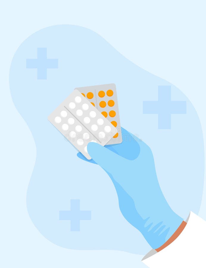 Doctor Holding Blister Pack with Pills in Hand Stock Vector ...