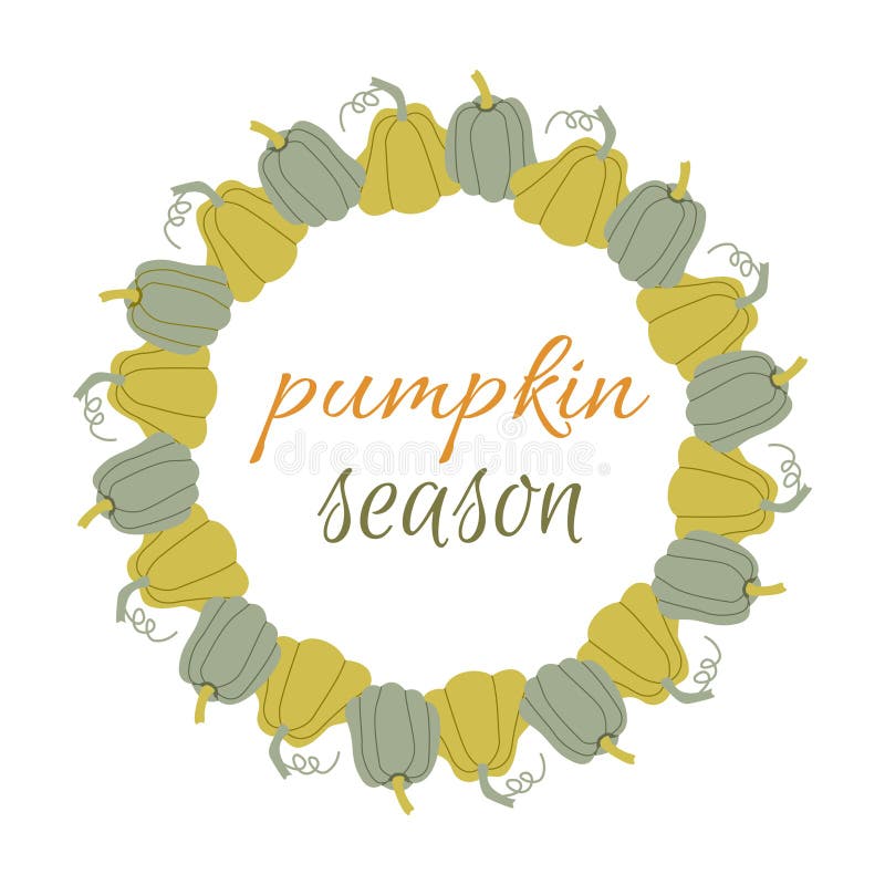 Autumn pumpkin frame. stock vector. Illustration of cute - 389977993