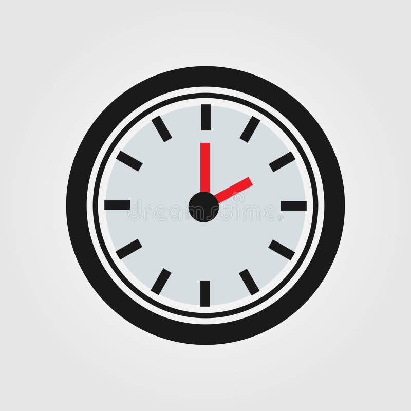 Flat Clock Icon with Red Hands, Time Management Vector for Schedules ...