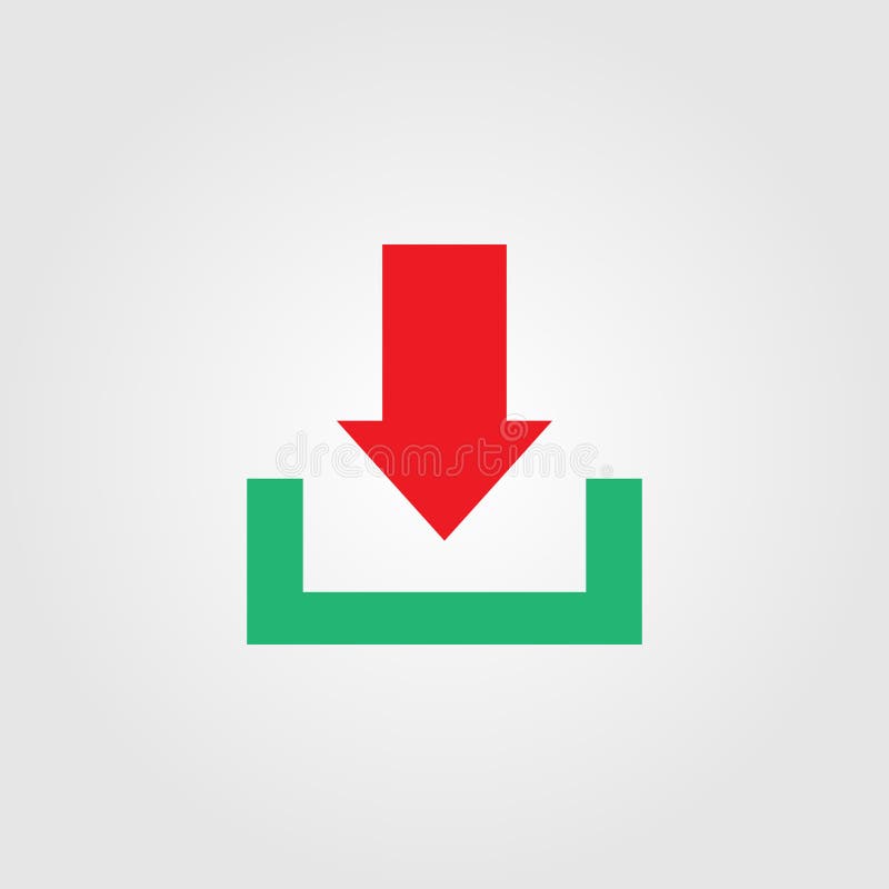 Red Download Arrow into Green Box Vector, File Transfer Icon for ...