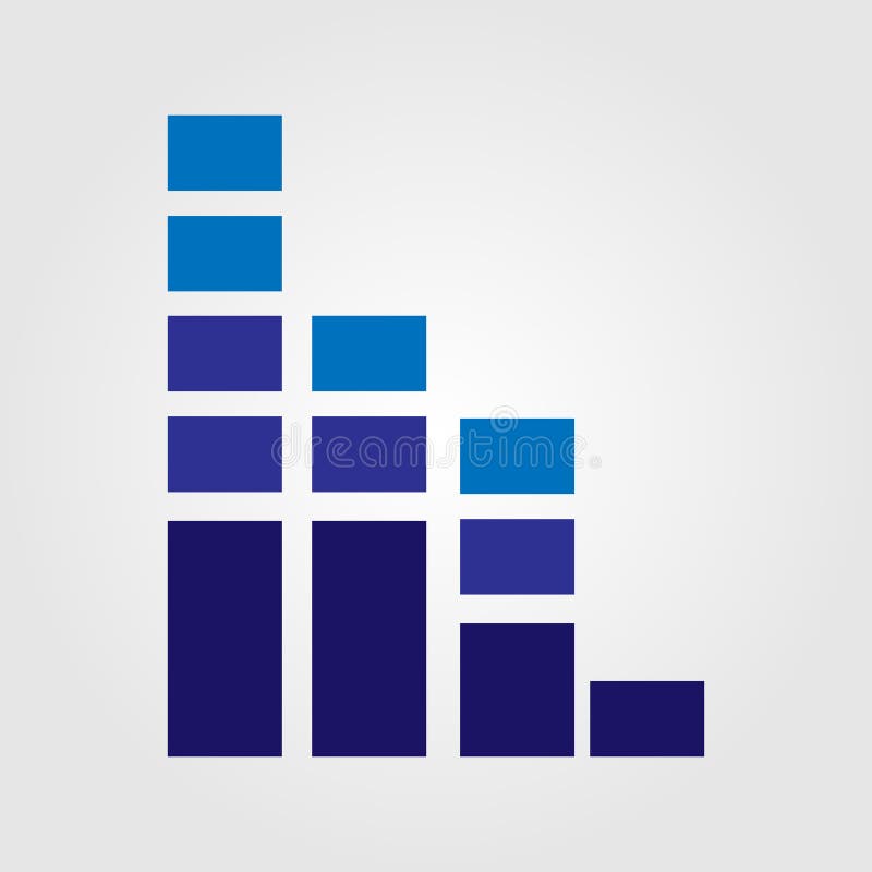 Blue Bar Graph Vector with Decreasing Values, Data Analysis Icon for ...