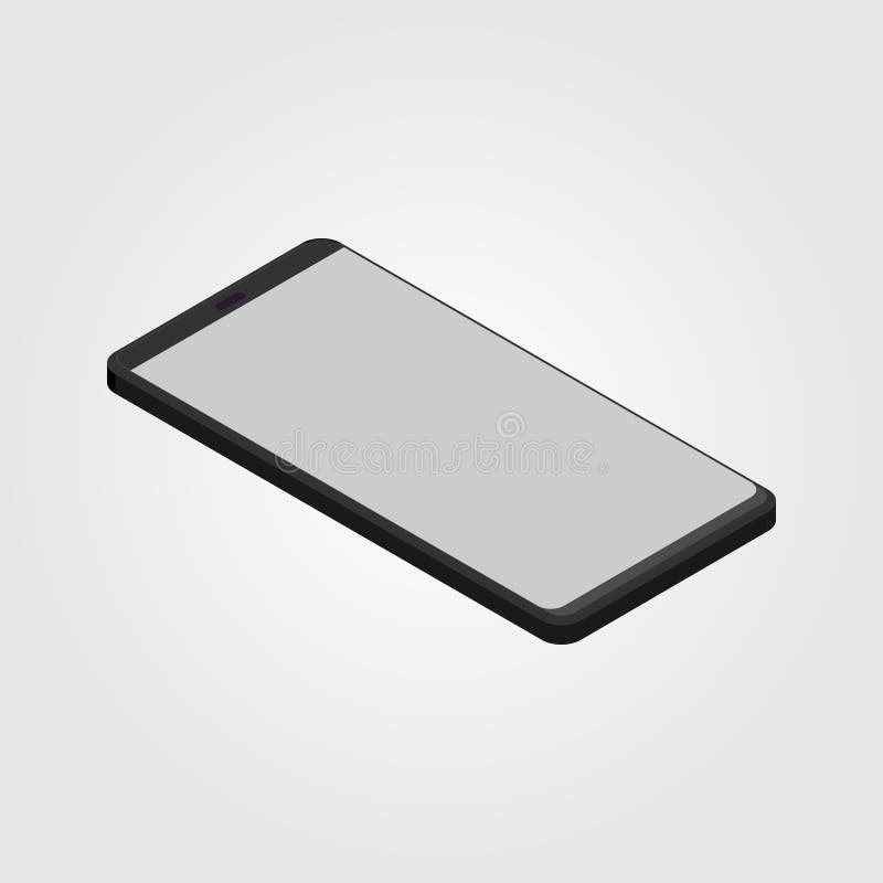 Isometric Black Smartphone Vector with Blank Screen, 3D Mockup Template ...