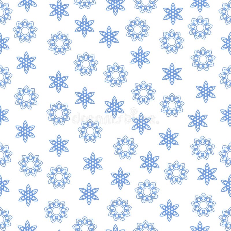 Coquette Seamless Blue Flowers Pattern. Stock Vector - Illustration of ...