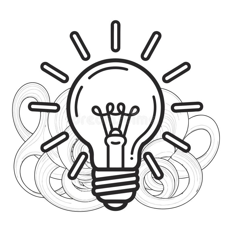 Abstract Light Bulb with Swirling Lines and Geometric Shapes Stock ...