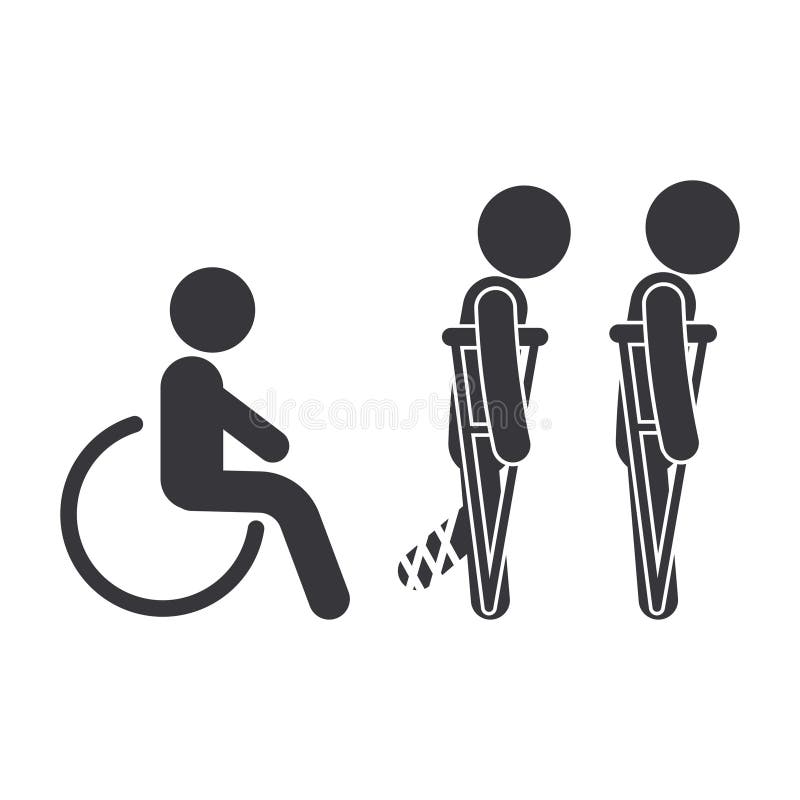 Isolated Black Pictogram Icon of Disable Handicappe Man Sit on a Chair ...