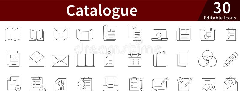 Catalogue Editable Line Icons Set for Product Listing, Inventory, and ...