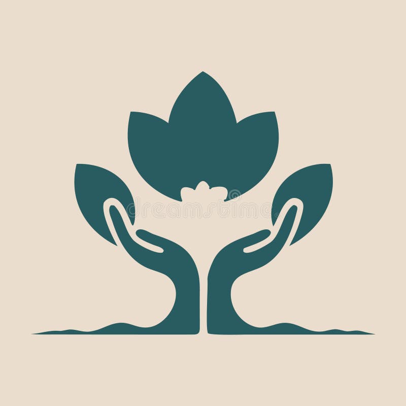 A Serene Visual Two Hands Gently Supporting a Stylized Lotus Flower ...