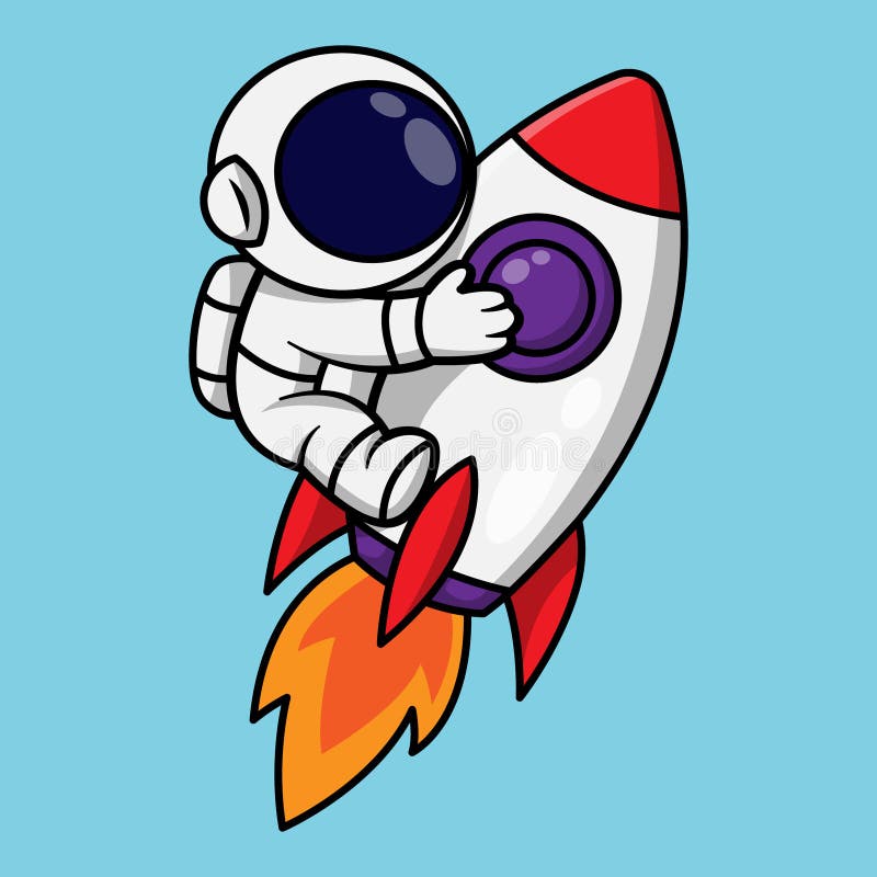 Cartoon Astronaut Riding a Rocket Illustration Stock Illustration ...