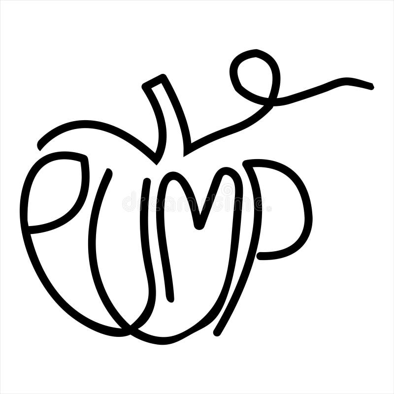 Pumpkin Typography Line Art – Minimal One-Line Pumpkin Design Stock ...