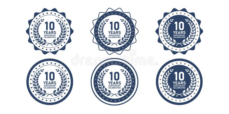 10 Years Anniversary Icons for Company History and Loyalty Awards Stock ...