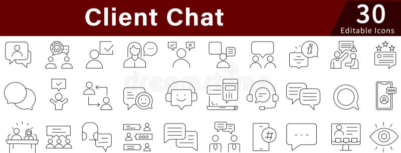 Client Chat Editable Line Icons Set for Communication, Support, Message ...