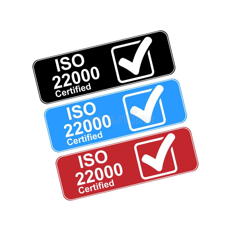 ISO 22000 Approval Icons for Food Safety and Certification Labels Stock ...