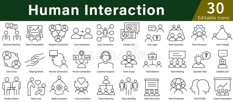 Human Interaction Icon Set in Line Style with Editable Vector for ...