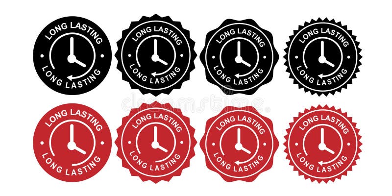 Long Lasting Seal Icons with Clock Symbol for Reliability Stock Vector ...