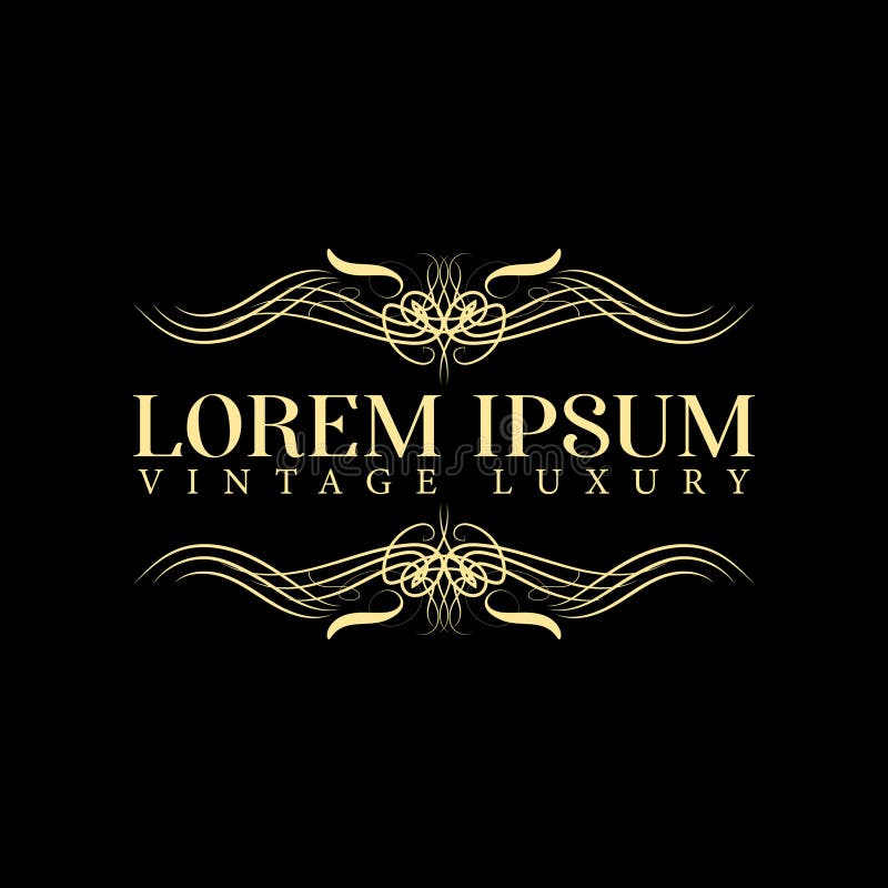 Elegant Gold Vintage Logo Template on Black Background for Luxury ...