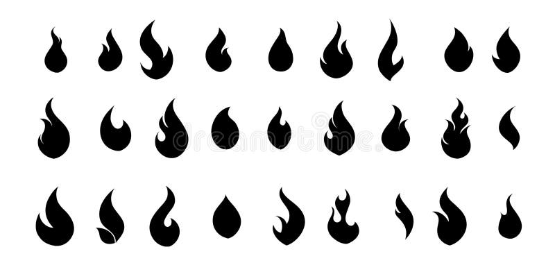 Fire Flame Icon Set Symbol of Fire Stock Illustration - Illustration of ...