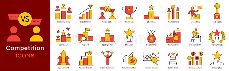 Competition Icon Set - Business Contest, Trophy Awards, Winner Rankings ...