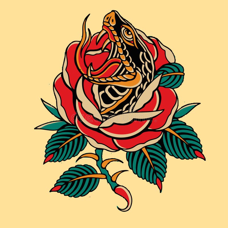 Artwork Cobra with Red Rose Vector Illustration Design Stock Vector ...