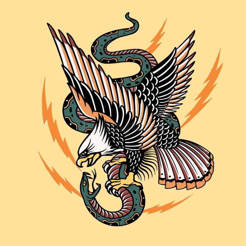 Eagle vs a snake stock illustration. Illustration of black - 19793791