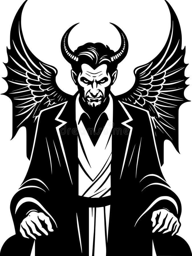 Illustration of Black and White Devil Stock Illustration - Illustration ...