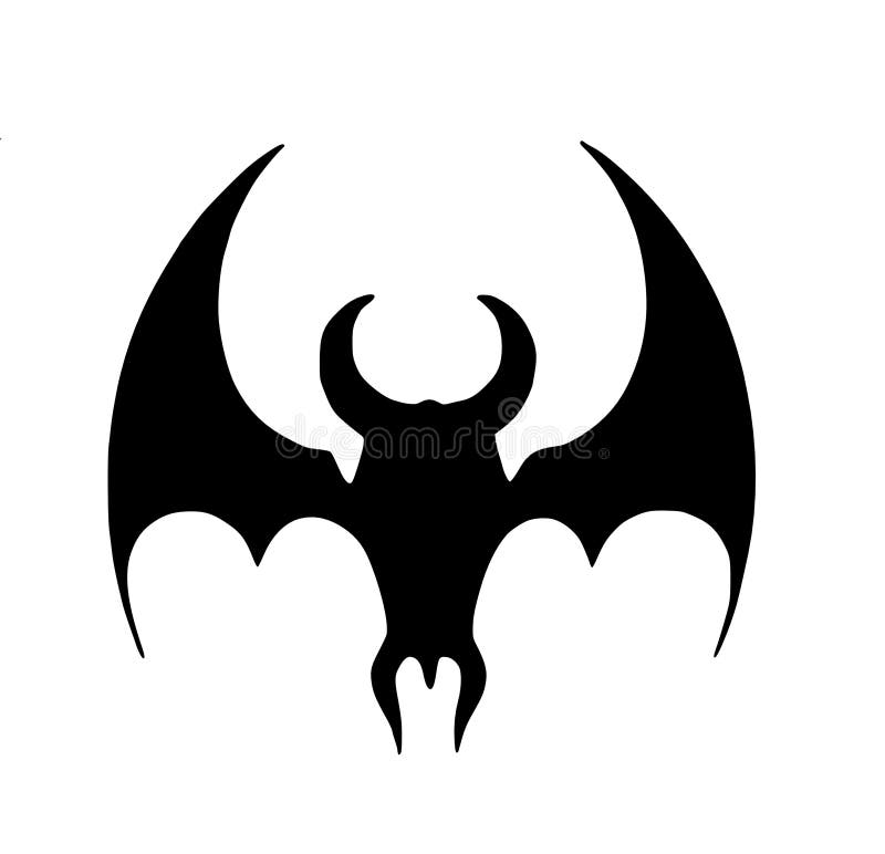 Illustration of a Black and White Evil Bat Icon Stock Illustration ...