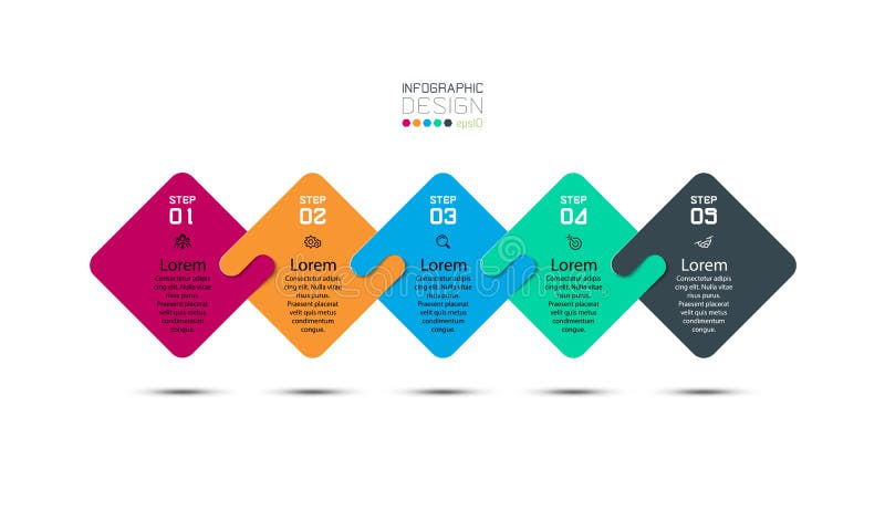 6 Steps Connection Infographic Element Design Template for Diagram ...