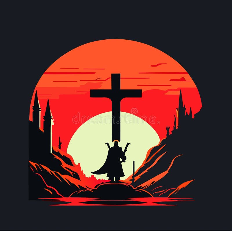Illustration of a Cross on the Hell Stock Illustration - Illustration ...